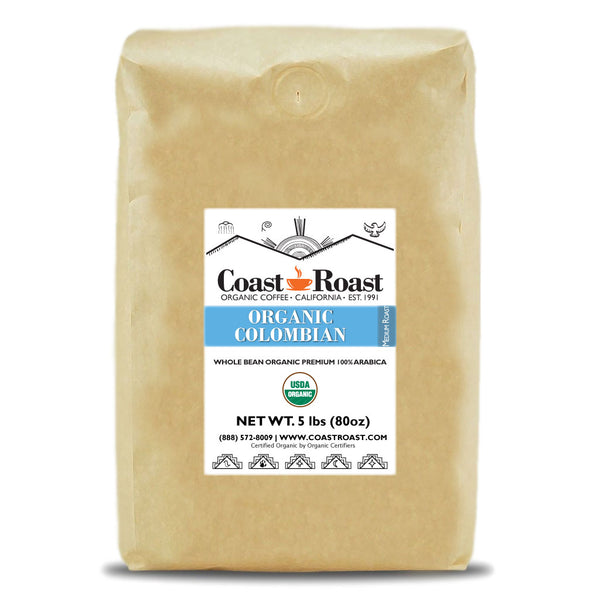 Colombian Whole Bean Organic Coffee USDA Certified - Coast Roast ...